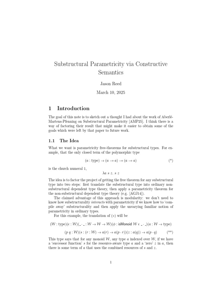 substructural-parametricity | PDF | Theorem | Mathematical Logic