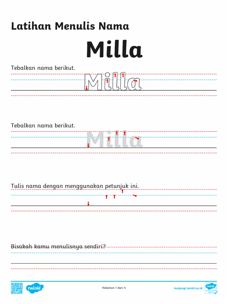 Worksheet Latihan Menulis Nama | PDF