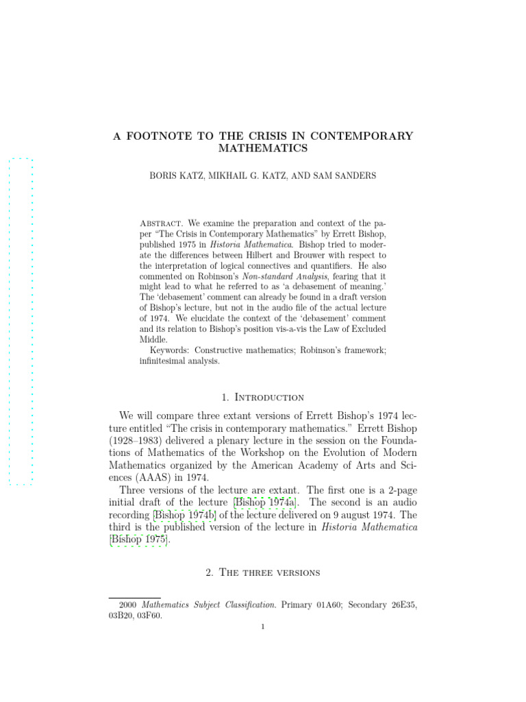 Context of Bishop's Crisis in Mathematics | PDF | Mathematics ...
