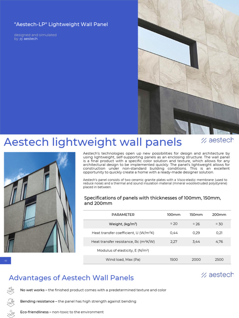 EN - Aestech Lightweight Wall Panel | PDF | Wall | Concrete