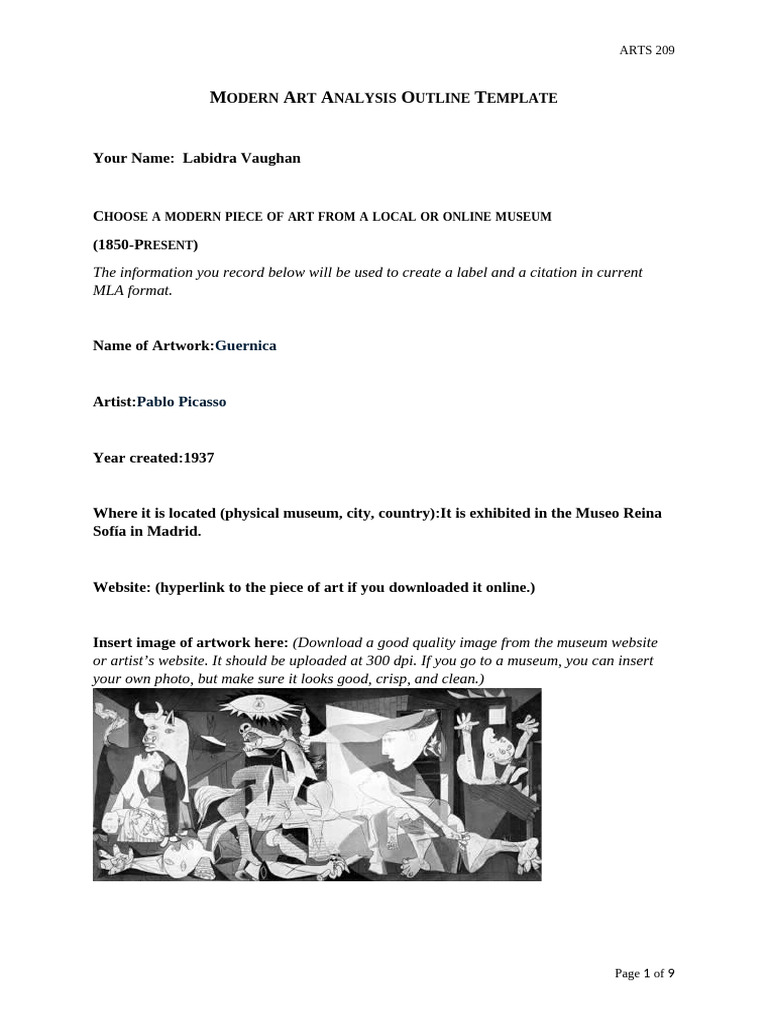 Modern Art Analysis: Guernica by Picasso | PDF | Composition (Visual ...