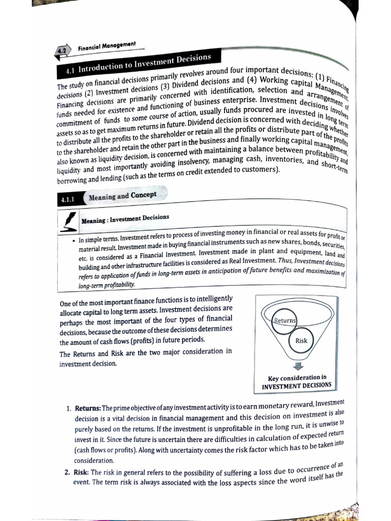 Unit 4 Investment Decisions | PDF