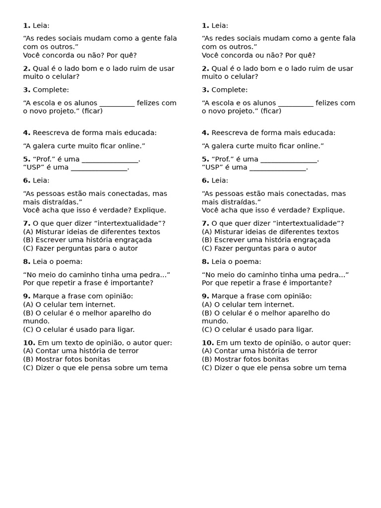 Atividade Adaptada | PDF | Celulares | Internet