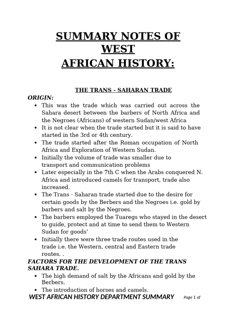 History of West Africa All Notes710 | PDF | West Africa | Africa