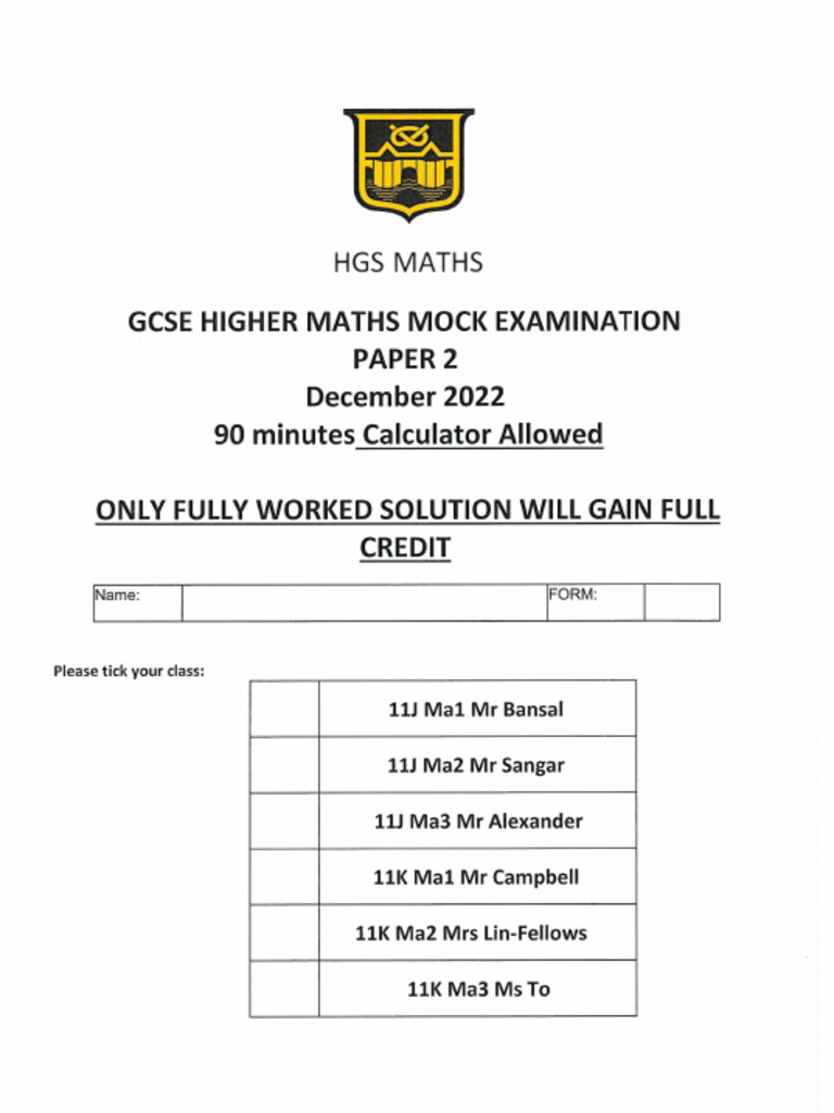 Yr 11 Mock Paper 2 QP | PDF