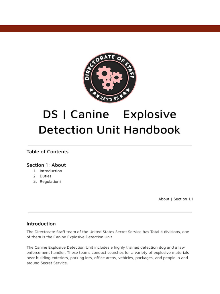DS - Canine Explosive Detection Unit | PDF | Evaluation | Situation ...
