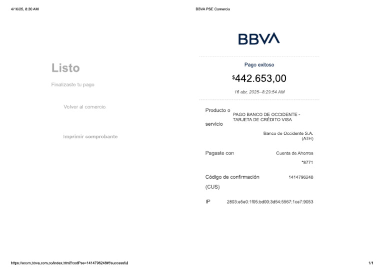 Pago Occidente | PDF