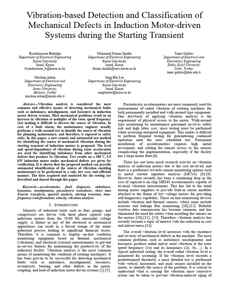 Vibration-Based Detection and Classification of Mechanical Defects in ...