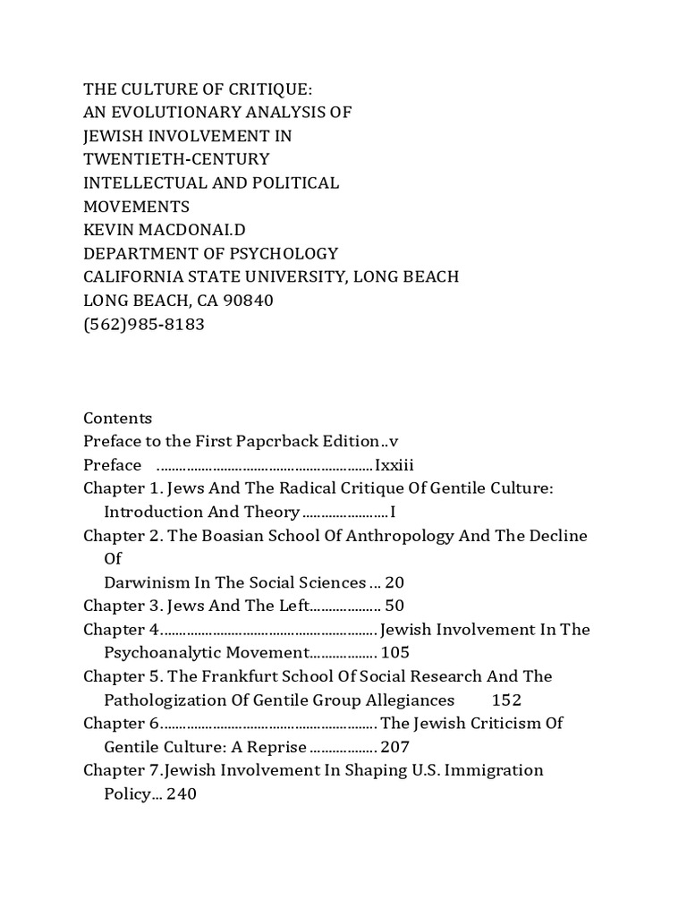 Culture of Critique: Jewish Influence | PDF | Jews | Albert Einstein