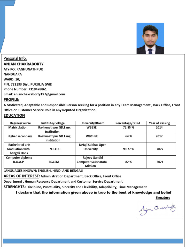 RESUME (Anjan Chakraborty) Final | PDF