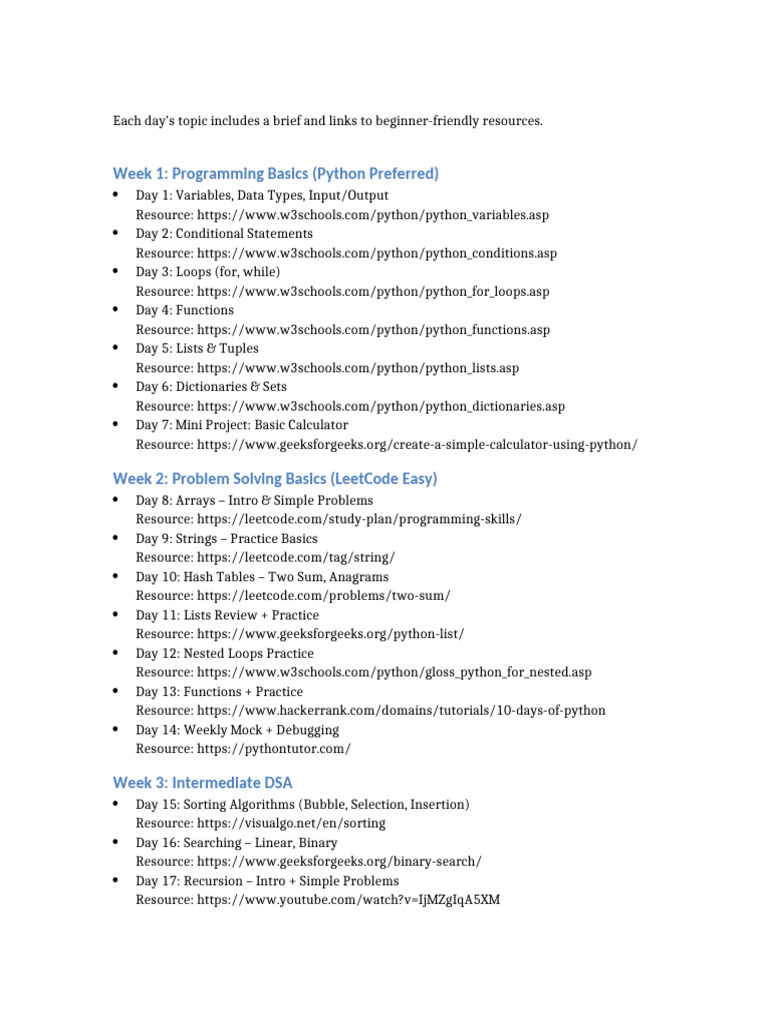 Google SDE 45 Day Prep Plan For Beginners | PDF | Computer Programming ...