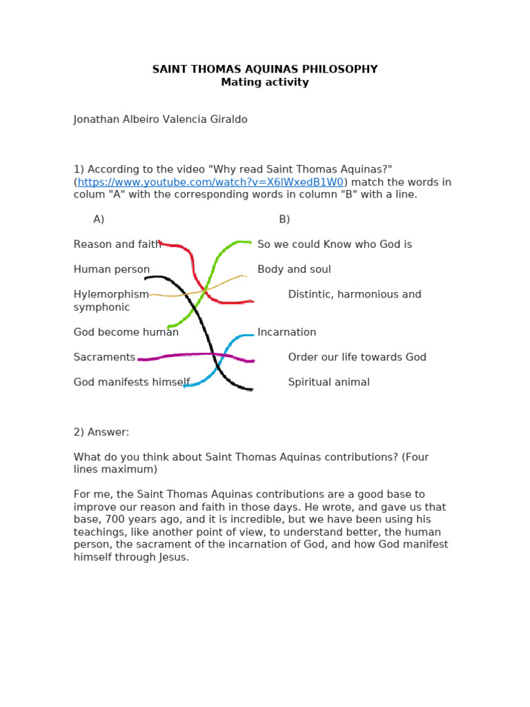 Saint Thomas Aquinas Philosophy | PDF