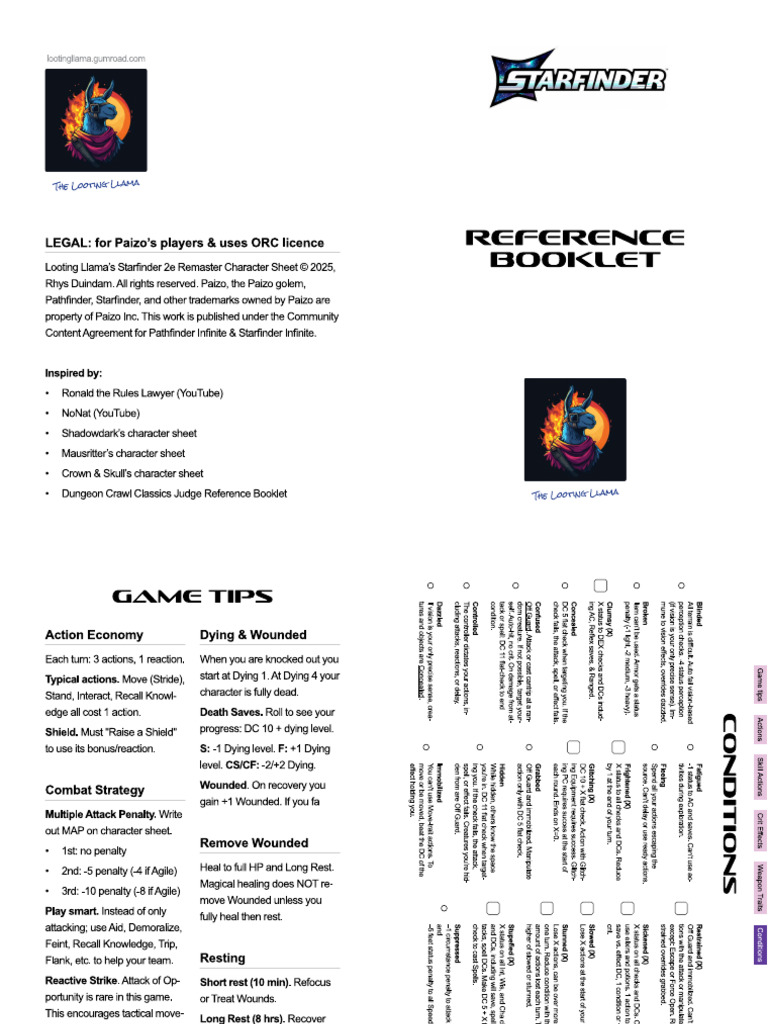 A4 Colour Sf2e ReferenceBooklet PrintSpread | PDF