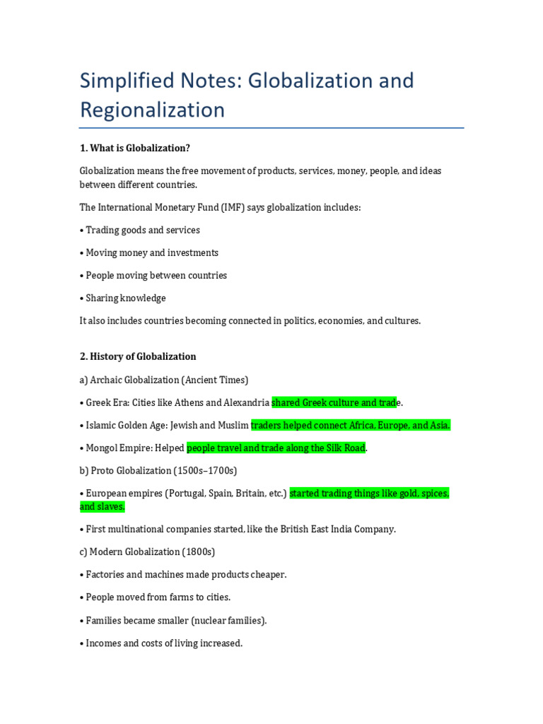 Full Simplified Globalization and Regionalization | PDF | Cost Of Living | Globalization
