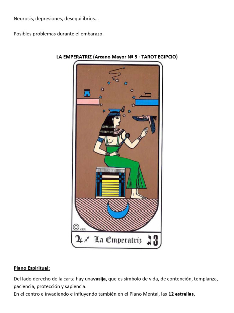Arcano 3 - Tarot Egipcio - Con Inversion | PDF | Mente | Arcanos Mayores