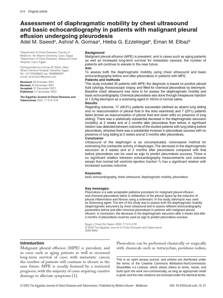 Assessment of Diaphragmatic Mobility by Chest.16 | PDF | Medical ...