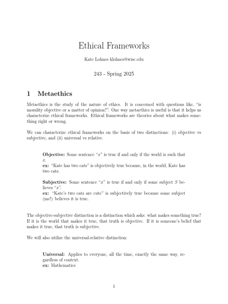 Ethical Frameworks [Notes] | PDF | Virtue Ethics | Utilitarianism
