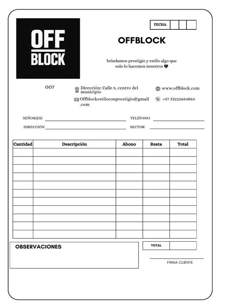 Factura de Venta Offblock | PDF