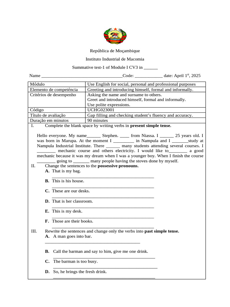 Summative Test-1 of Module UIPPSPP - CV3 | PDF | Language Mechanics ...