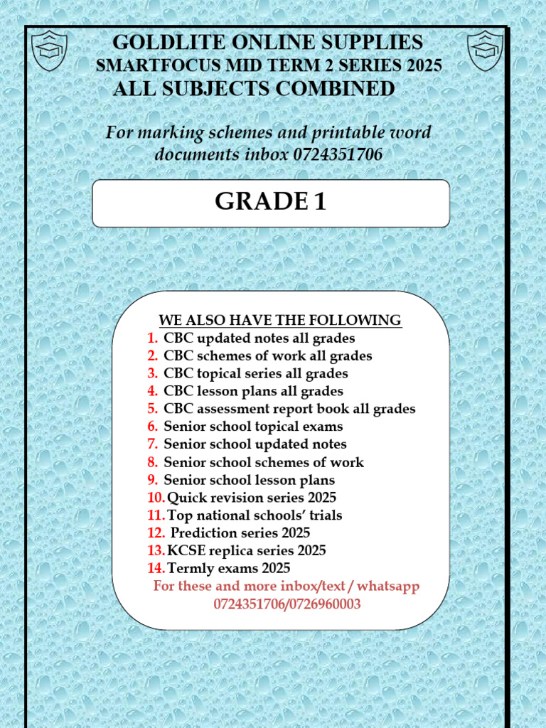 Grade 1 Term 2 Exam Series 2025 | PDF