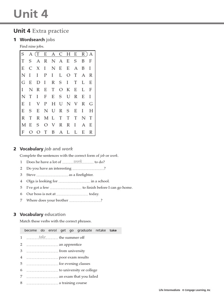 Intermediate Unit4 Extrapractice Be | PDF | Linguistics
