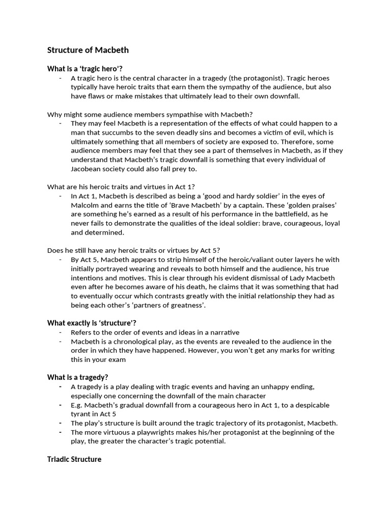 Macbeth Structure Cover | PDF | Macbeth | Tragedy