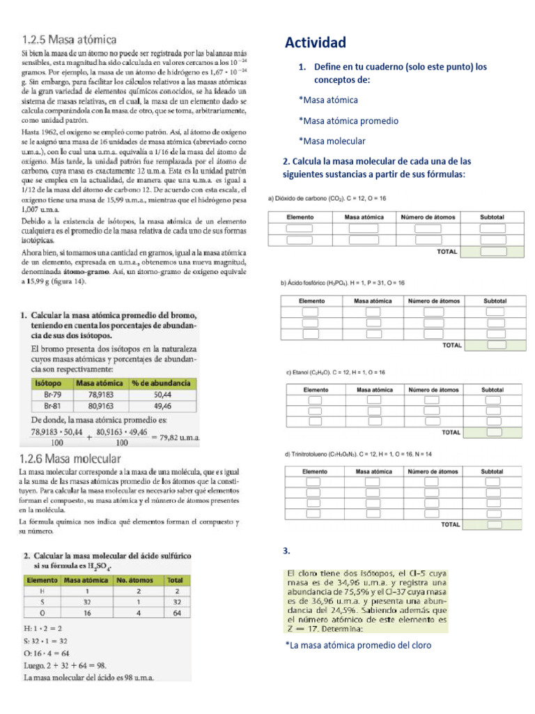 Taller Masa Molecular 10 | PDF