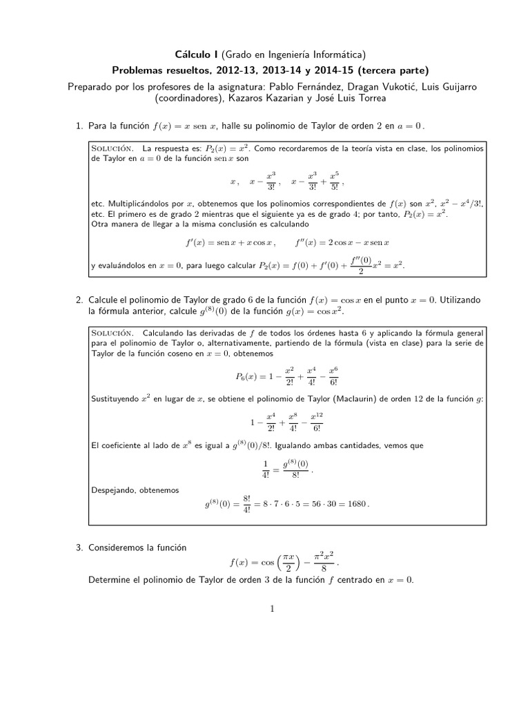Calc I 2012 15 Inf Probl Res III | PDF | Integral | Derivado