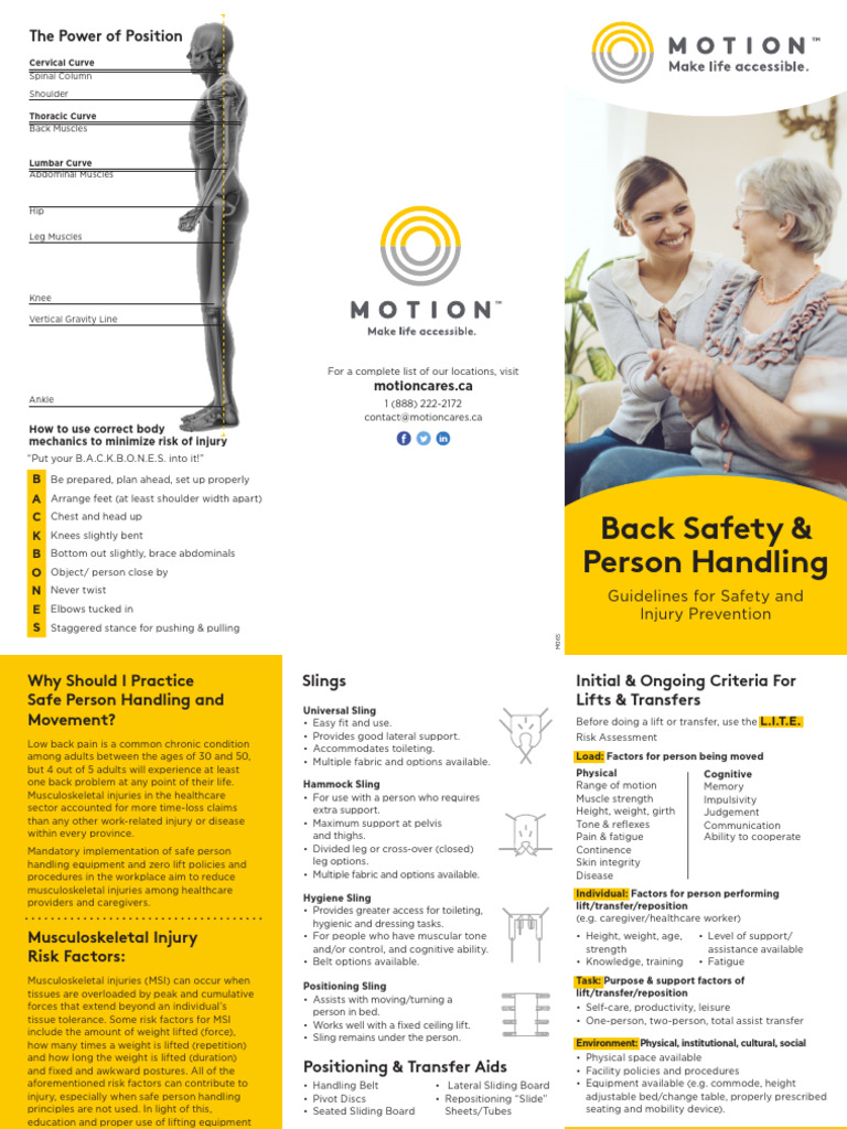 Back Safety and Person Handling Brochure | PDF | Vertebral Column ...