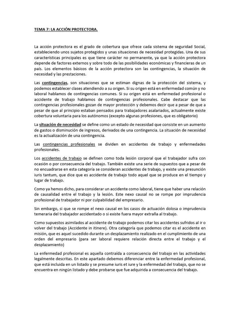 Acción Protectora en Seguridad Social | PDF | Causalidad (Ley)