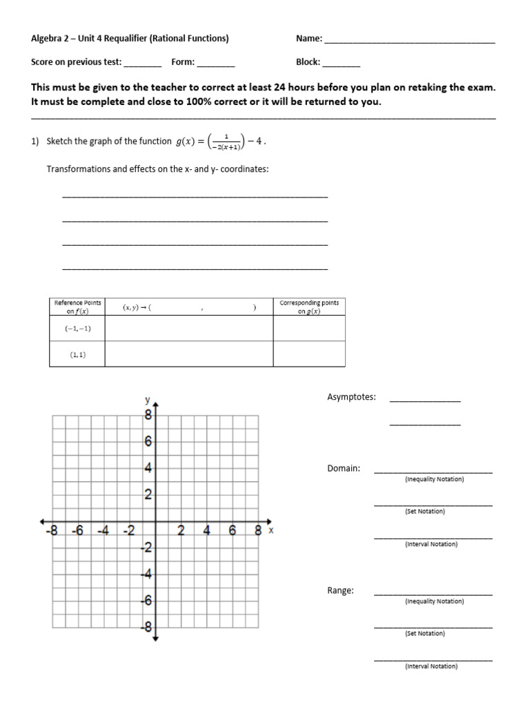 Requalification Unit 4 (Rational Functions) | PDF | Function ...