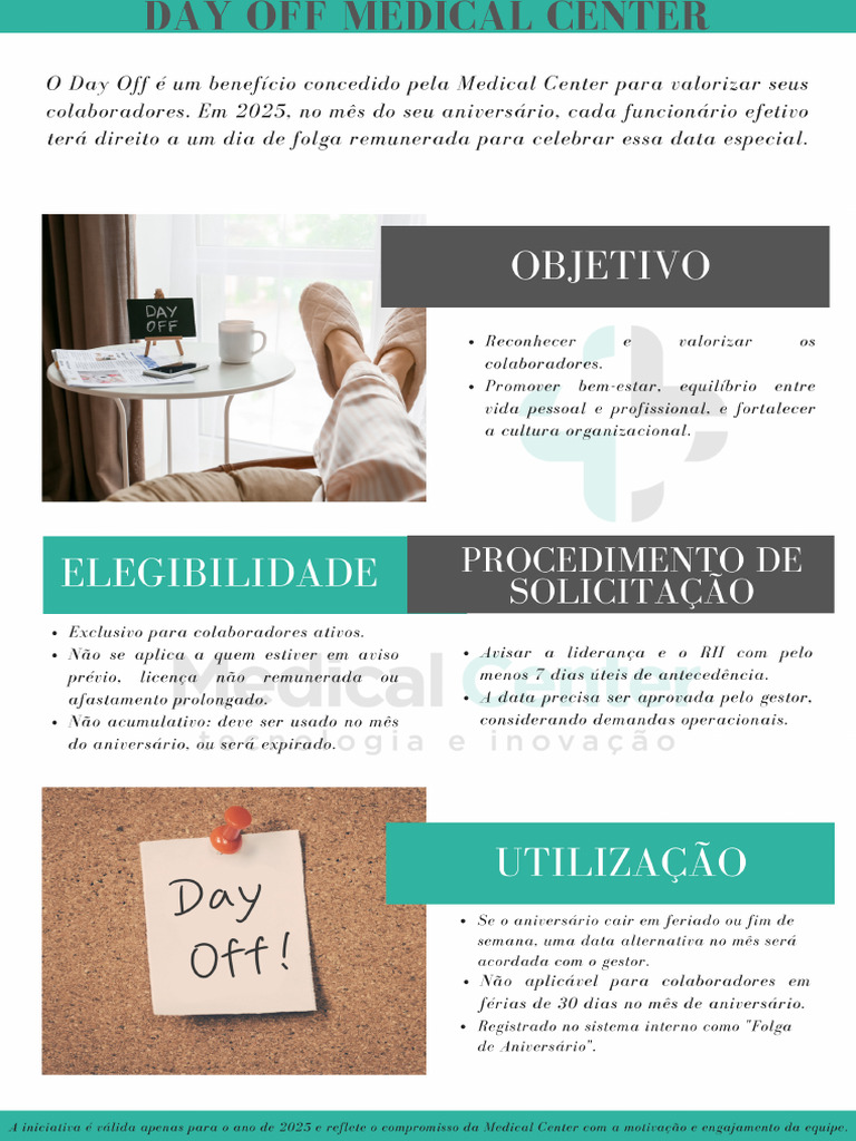 Resumo Informativo Sobre o Benefício DAY OFF Folga de Aniversário | PDF