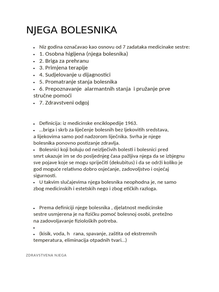Zdravstvena Njega Opća | PDF