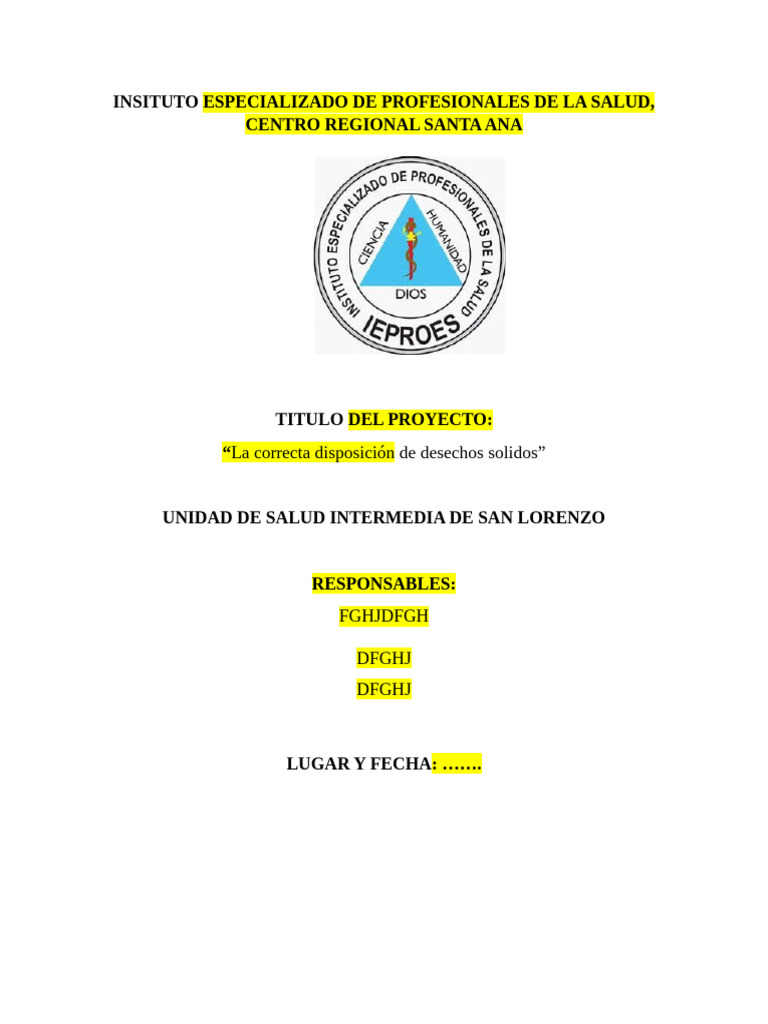 Proyecto de Desechos Solidos 2025 | PDF | Residuos | Vertedero