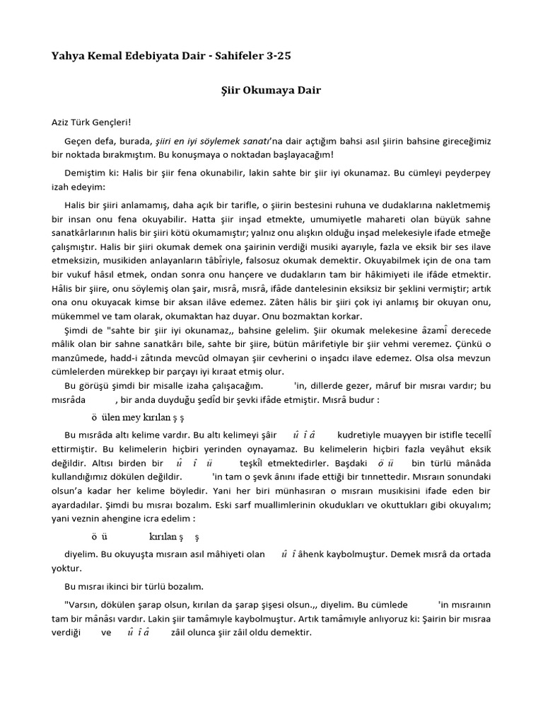 Yahya Kemal - Edebiyata Dair 3-25. Sayfalar | PDF