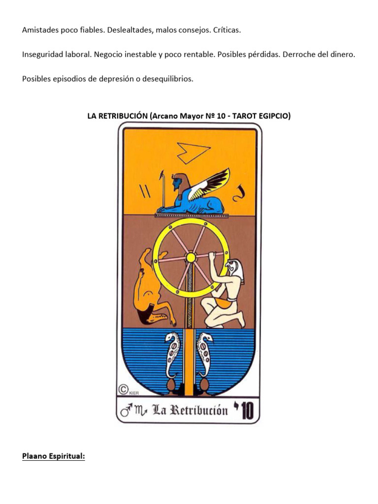 Arcano 10 - Tarot Egipcio - Con Inversion | PDF | Karma