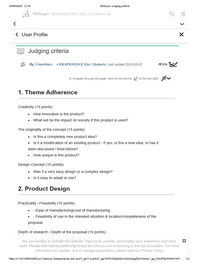 3DSwym Judging Criteria Overview | PDF | Computing
