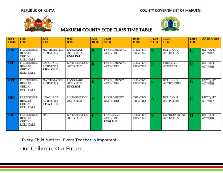 ECDE Class Timetable (1) - 1 | PDF