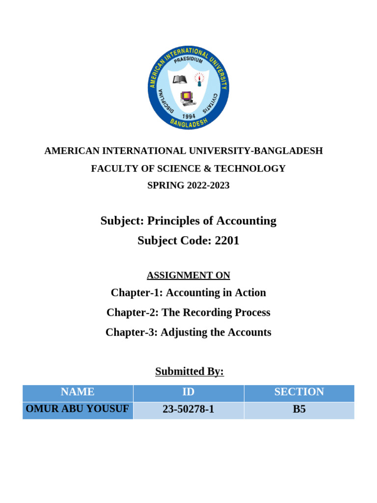 Accounting Principles Assignment 2023 | PDF