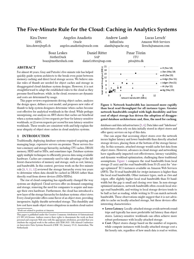 The Five-Minute Rule For The Cloud: Caching in Analytics Systems | PDF | Cache (Computing ...