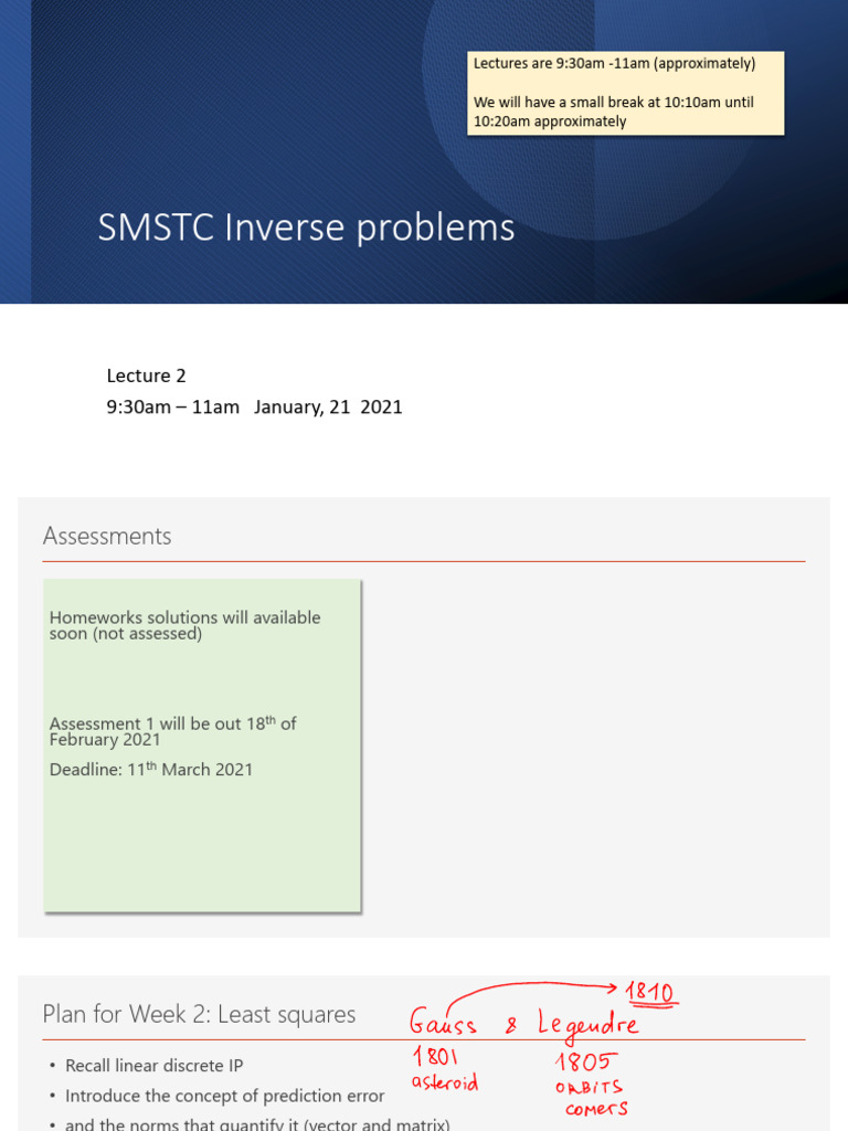 S M S T C Inverse Problems Lecture 2 Annotated | PDF | Inverse Problem ...