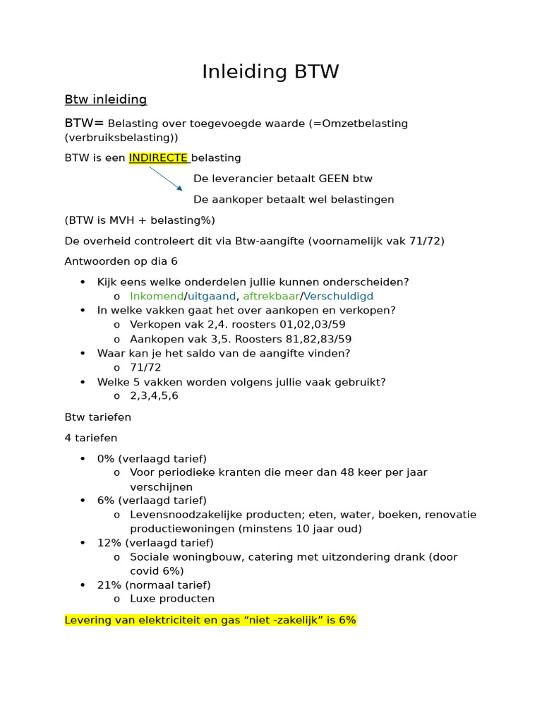 Inleiding BTW Samenvatting | PDF