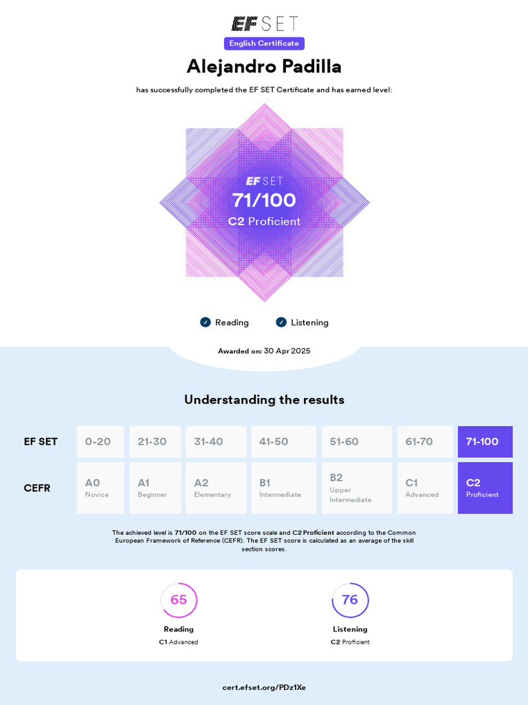 EF SET Certificate | PDF