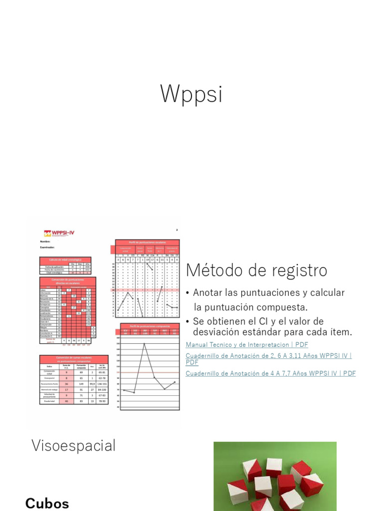 Cubos y Reconocimiento en WPPSI IV | PDF