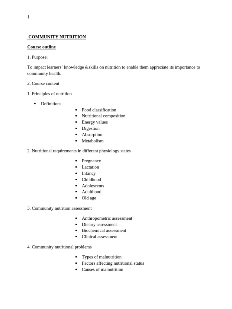 Community Nutrition Overview and Strategies | PDF | Nutrients | Food ...
