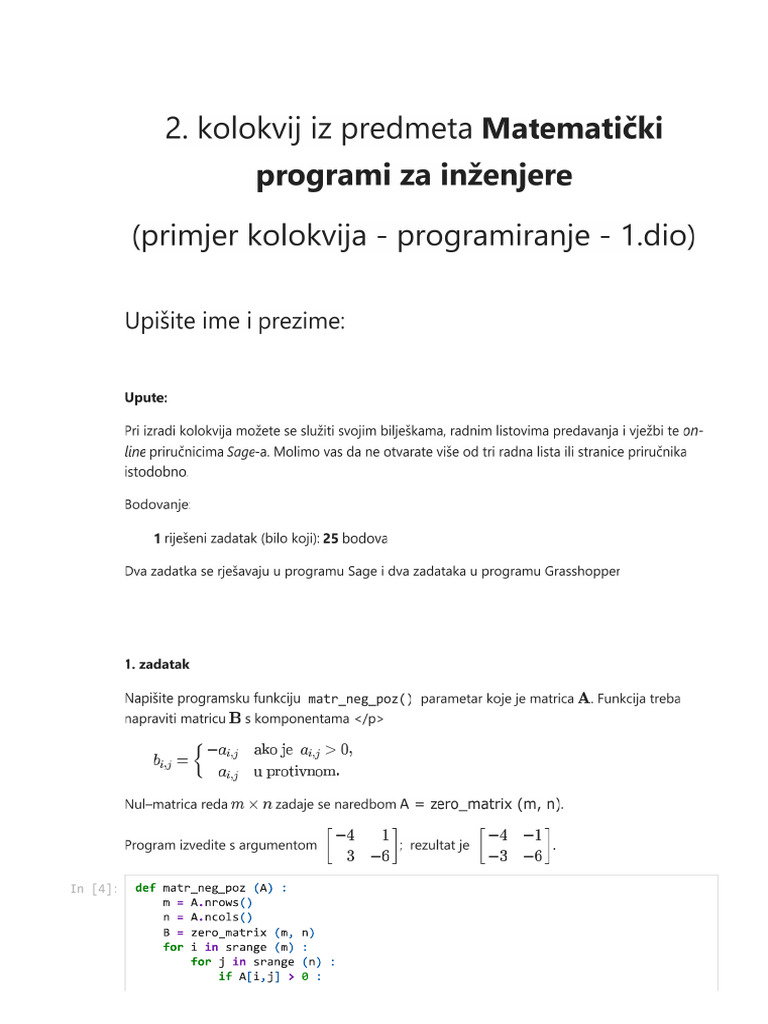MPZI Primjer Kolokvija 02 1.dio | PDF
