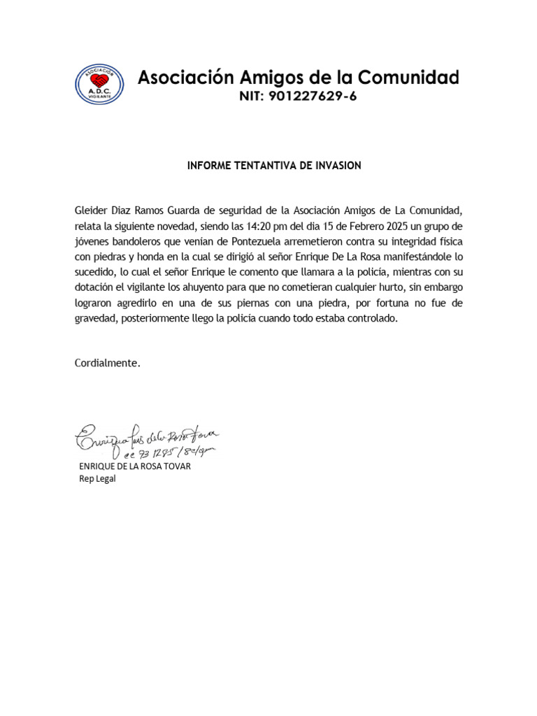 Informe Tentantiva de Invasion | PDF