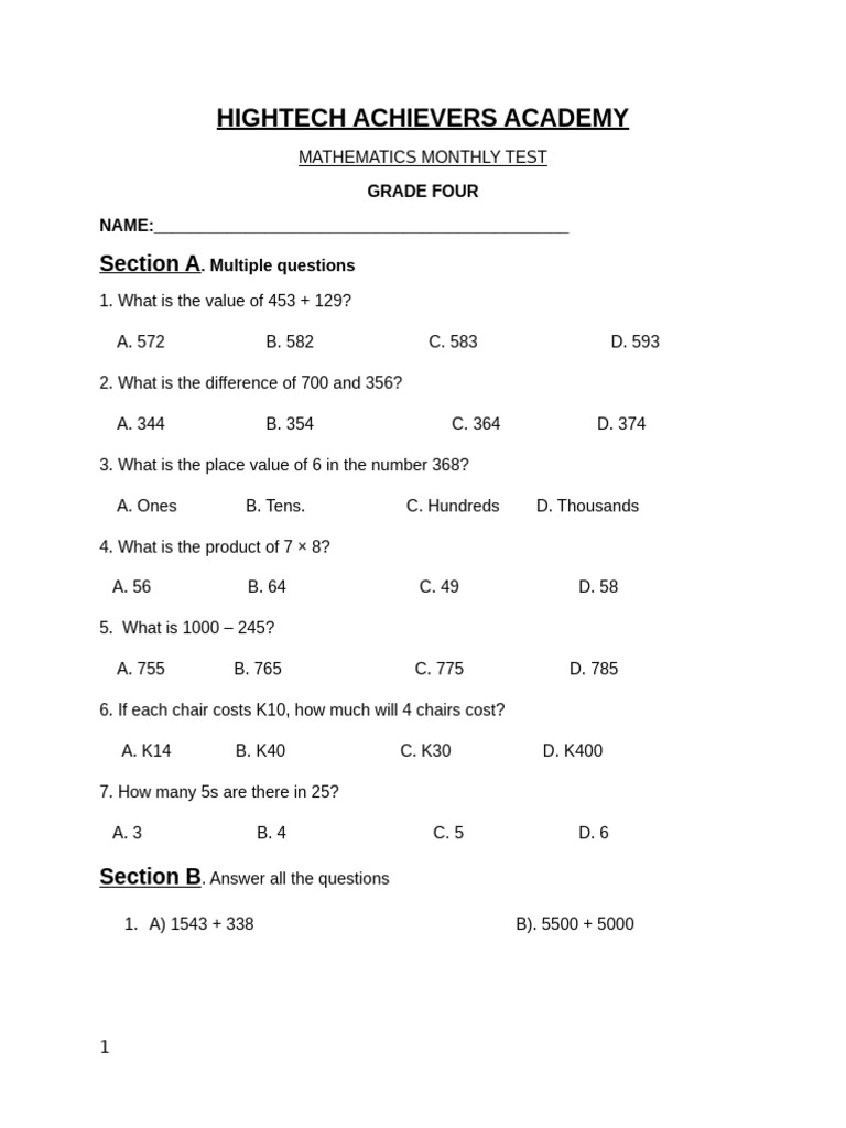 G4 Mathematics | PDF