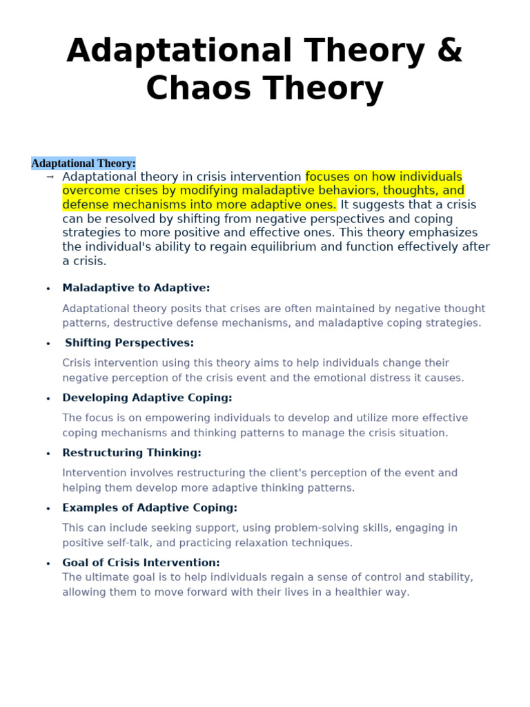 Adaptational Theory Chaos Theory | PDF | Chaos Theory | System