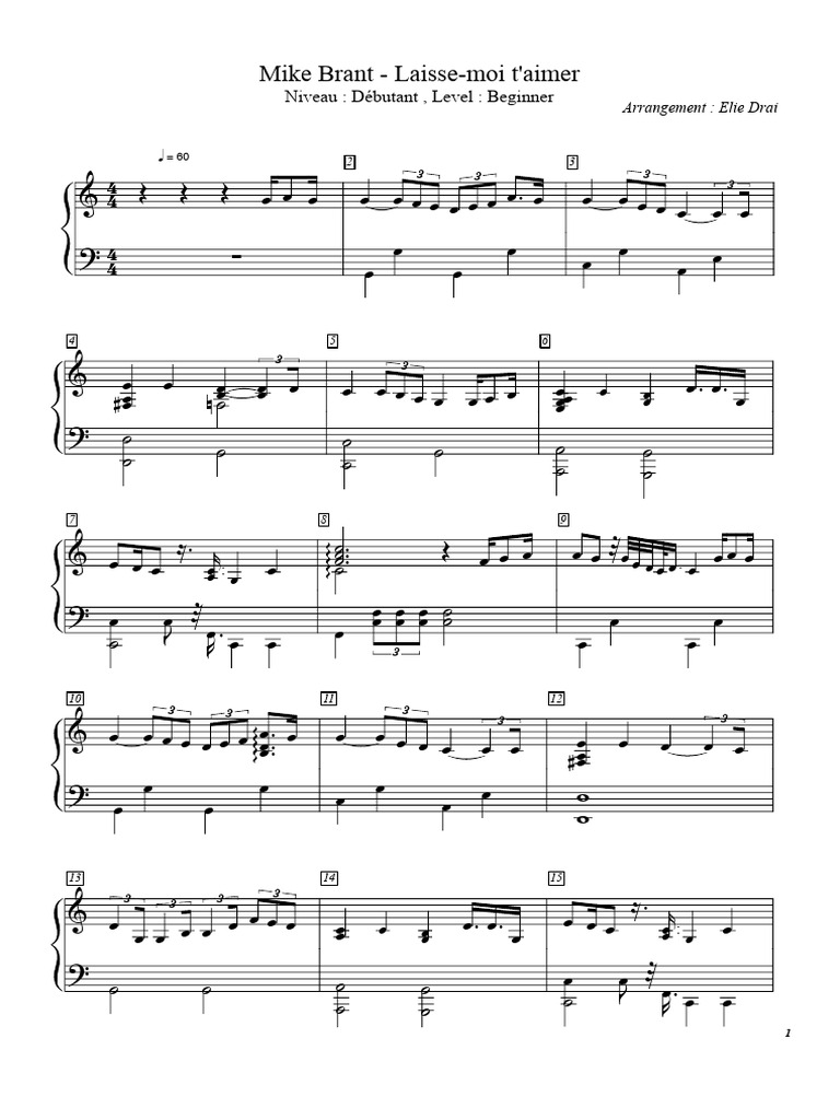 Mike Brant - Laisse-Moi T - Aimer - Niveau Débutant | PDF